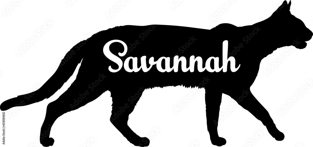 Savannah bundle cat, cat breeds, cat silhouette, monogram cat Stock ...