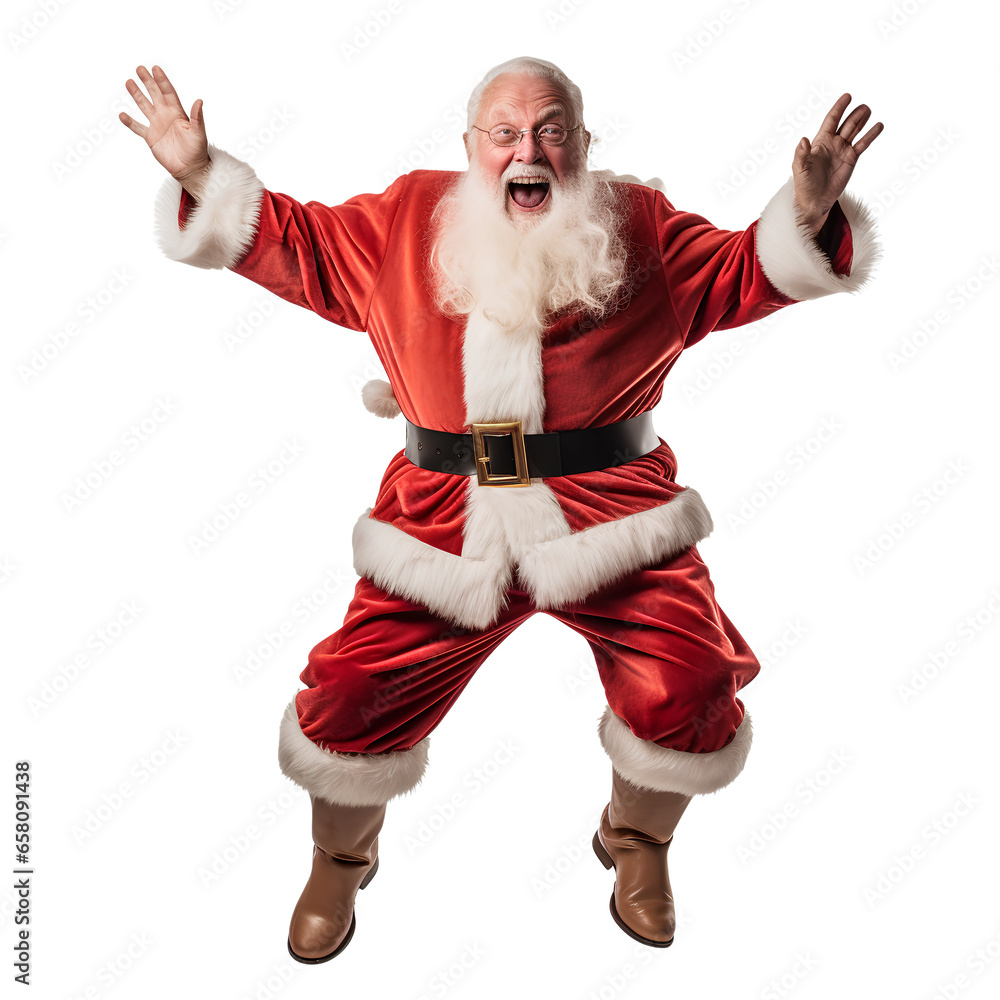 Santa Claus jumping with joy on transparent background PNG Stock ...