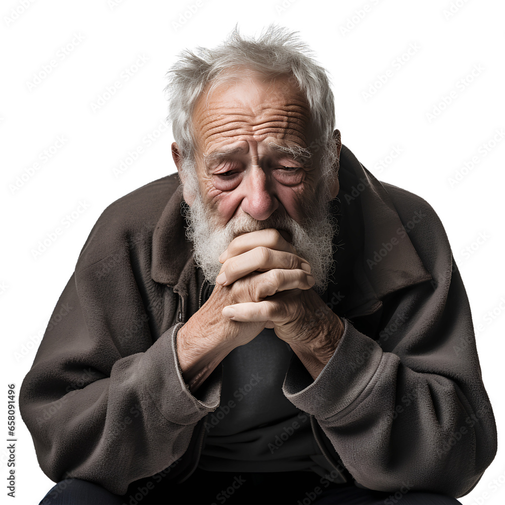 Elderly people with sad faces left alone on transparent background PNG ...