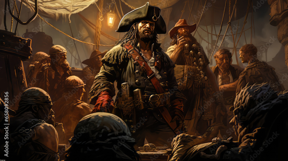 Pirate Adventure Scene Graphic Novel Style. Generated Image. A digital ...