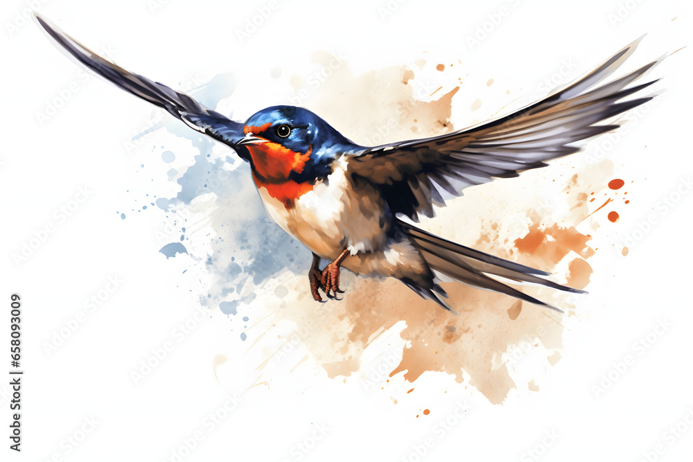 small birds in watercolor style Stock Illustration | Adobe Stock