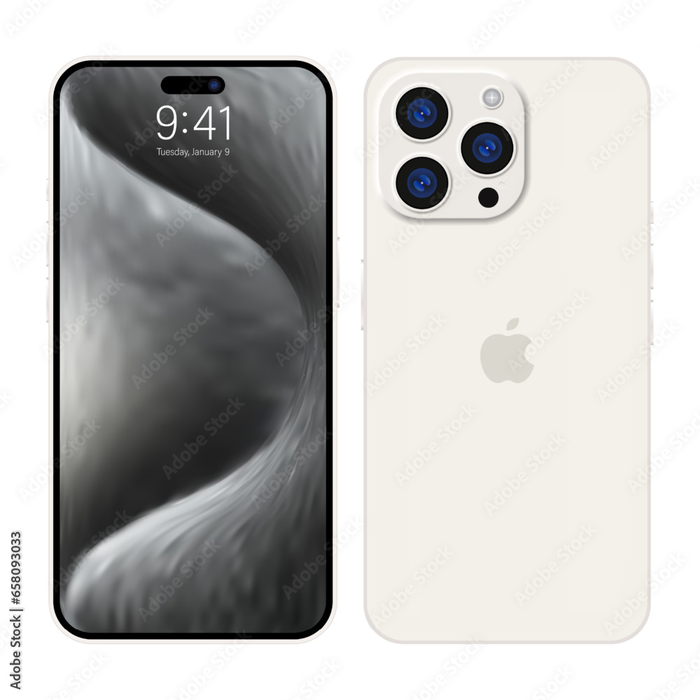 New iPhone 15 pro, pro max Deep white color by Apple Inc. Mock-up ...
