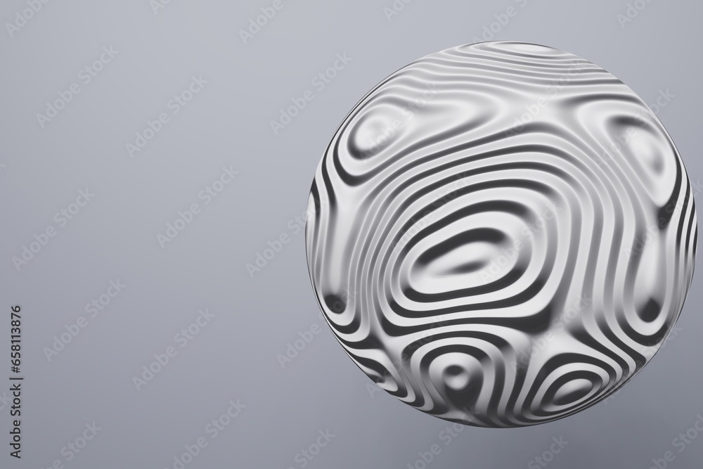 abstract background design, white ball or sphere with wavy texture, 3d ...