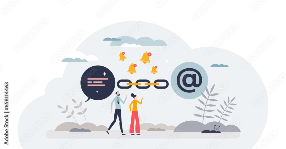 Chained communications with linked user notifications tiny person ...