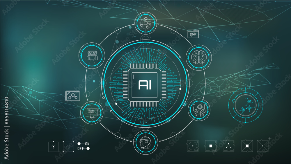 Virtual infographics on the topic of artificial intelligence, machine ...