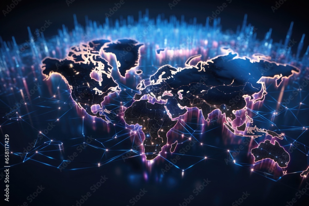 world map at night and dark with lights Stock Photo | Adobe Stock