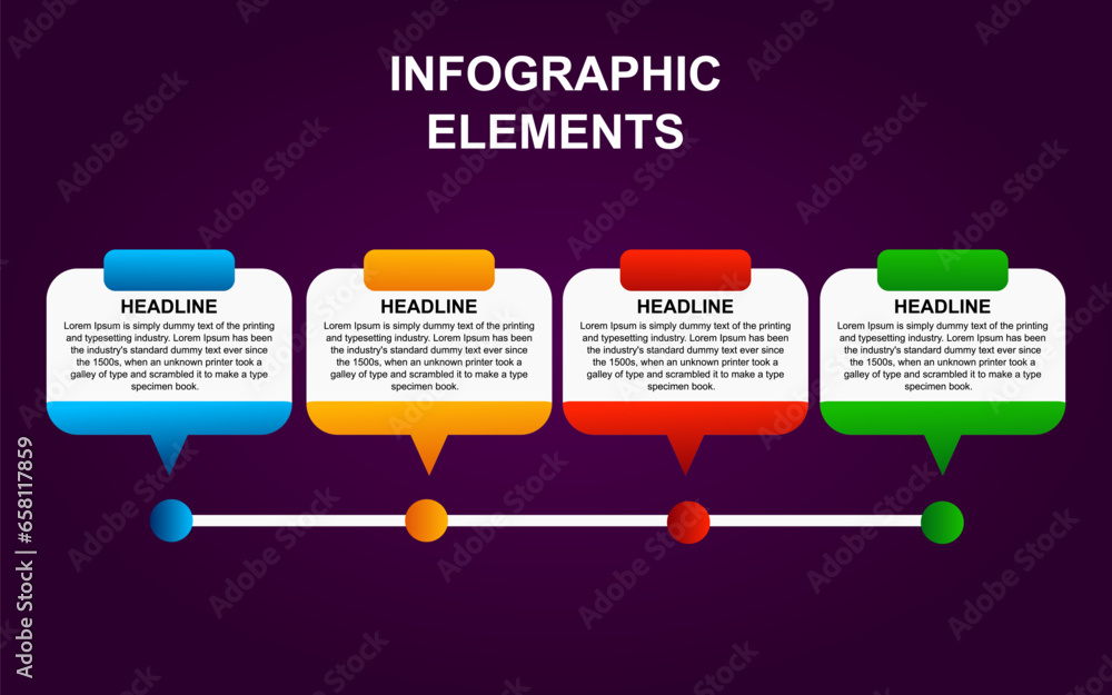 design infographic elements 4 steps options for presentations, posters ...