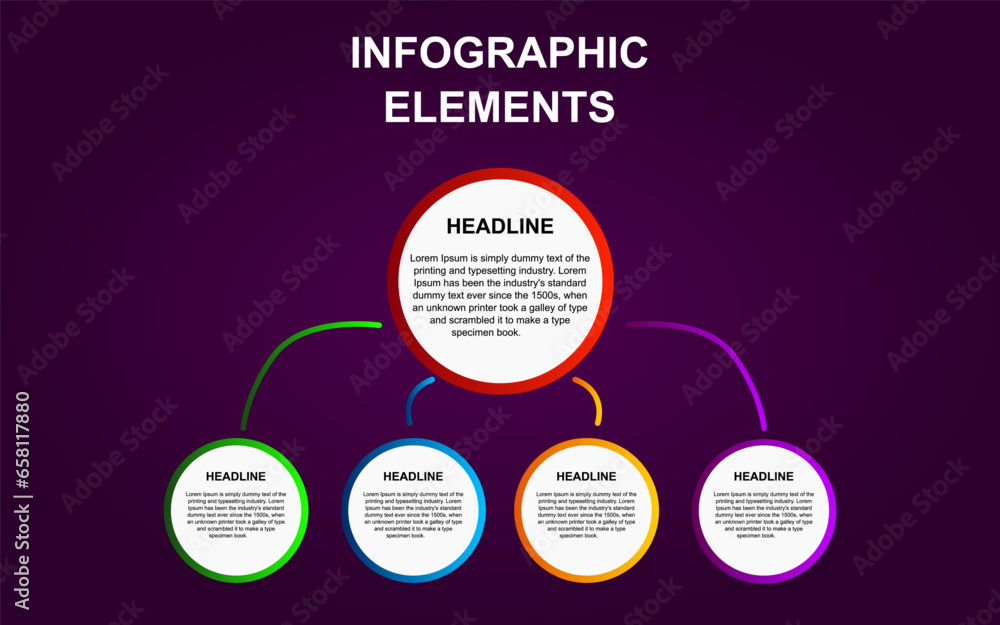 design infographic elements 4 steps options for presentations, posters ...