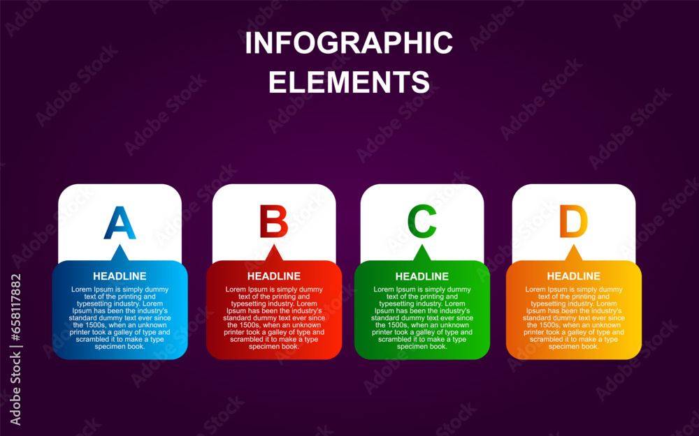design infographic elements 4 steps options for presentations, posters ...