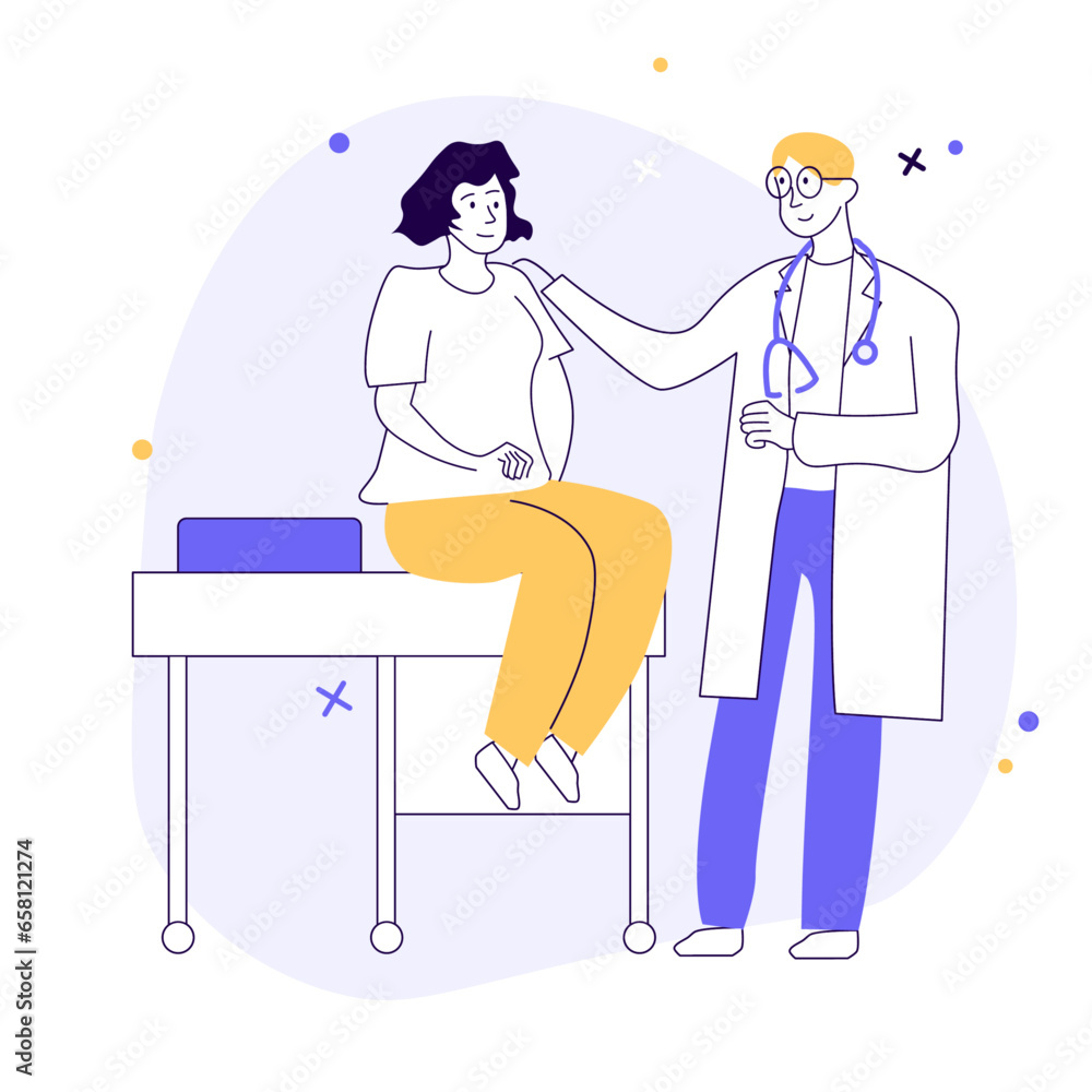 Illustration vectorielle médicale. Consultation entre un docteur et son ...