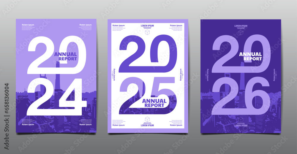 Annual Report, template layout design 2024, 2025, 2026 typography, blue ...