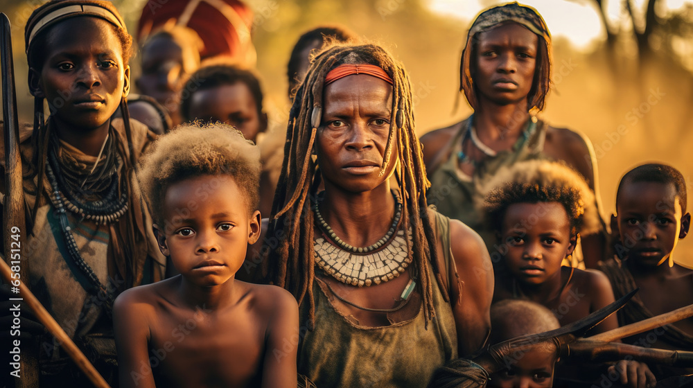 Group of People and children from african tribe complete with cultural ...