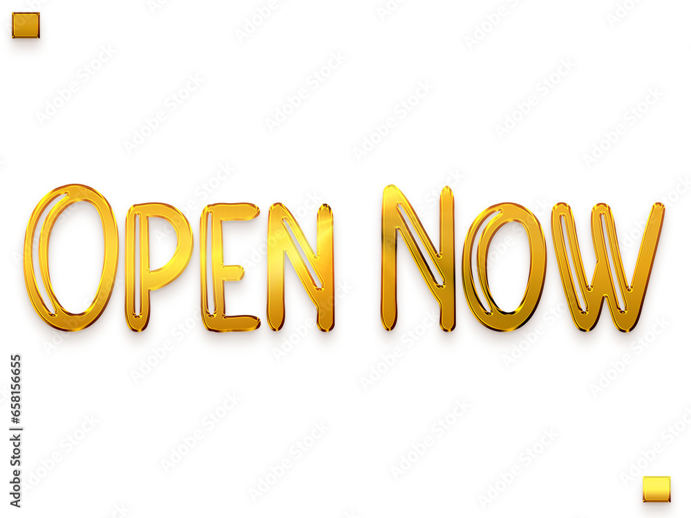 Open Now Gold PNG Typography Text Transparent Image Stock Illustration ...