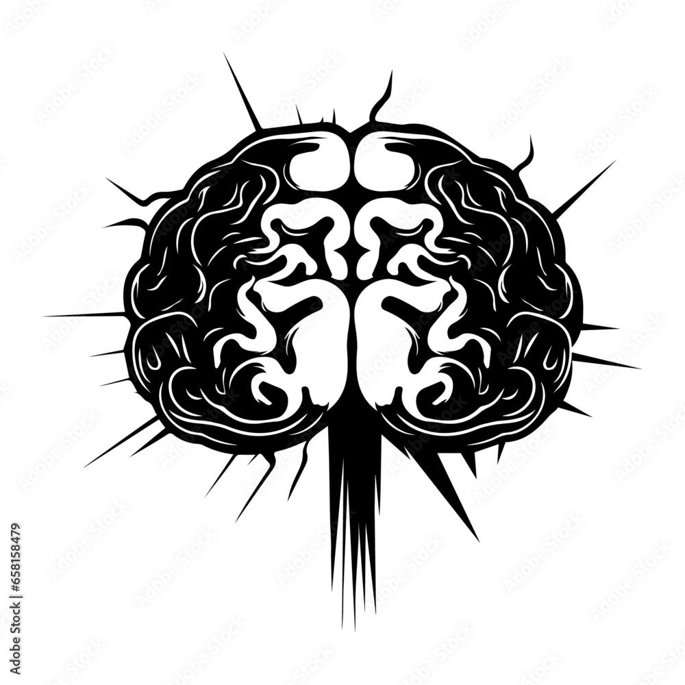 Human brain vector. Electronic brain icon. Artificial intelligence ...