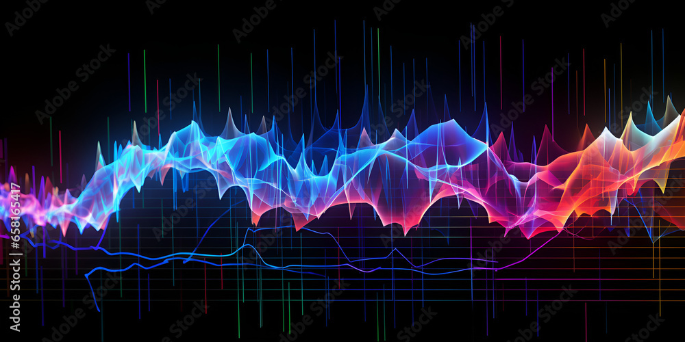 Vibrant Soundwave with Gradient Background A blue and purple sound wave ...
