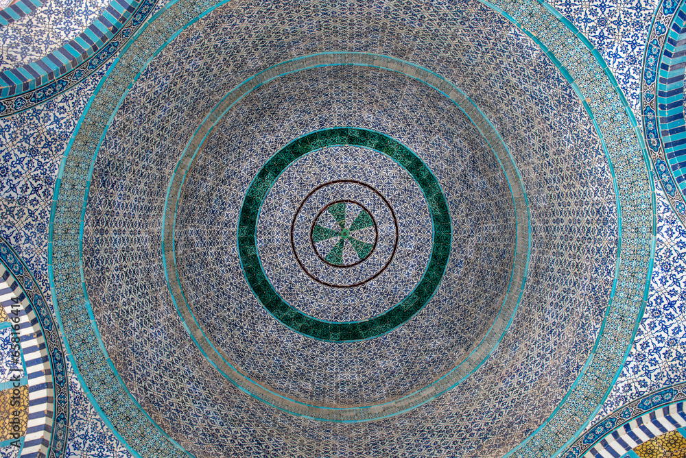 Arabic mosaic tile details on al-Aqsa mosque, Dome of the Rock Stock ...