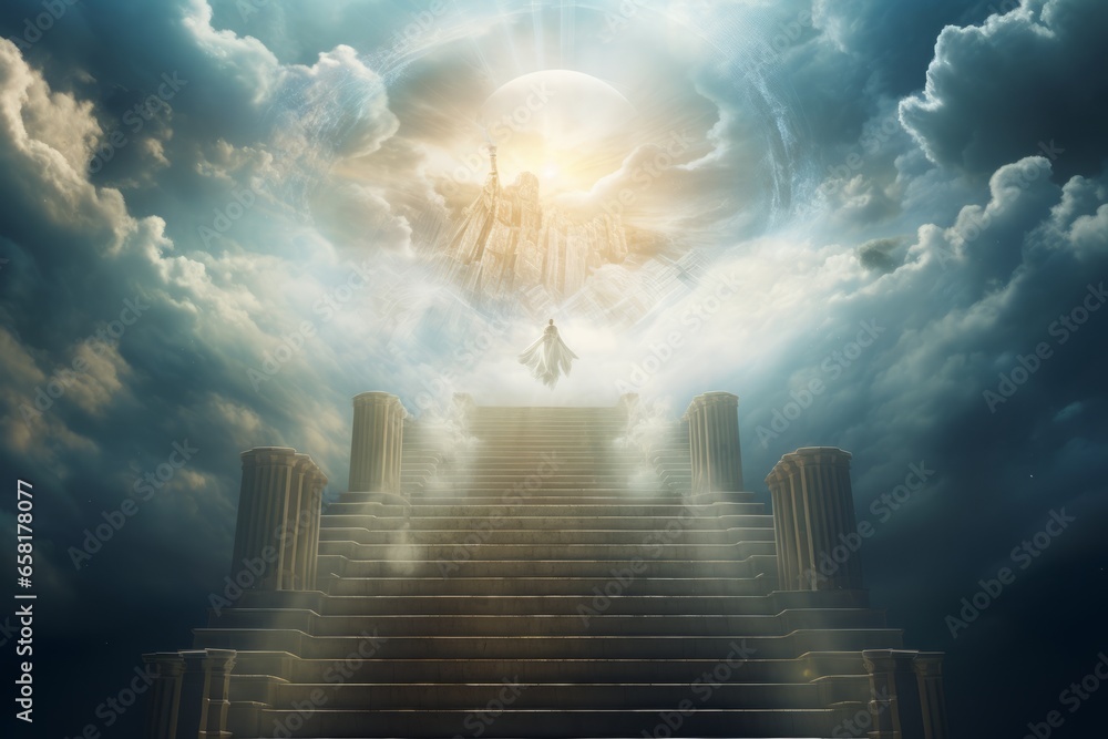Stairway to Heaven: A Path to God with Clouds and Sky Stock ...