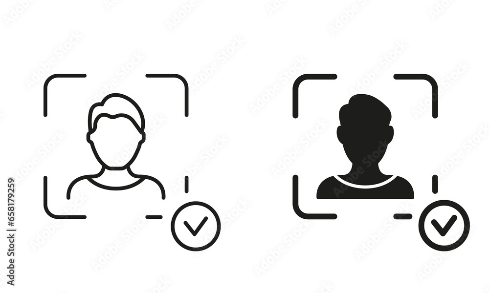 Facial Recognition Pictogram. Biometric Identification Technology ...
