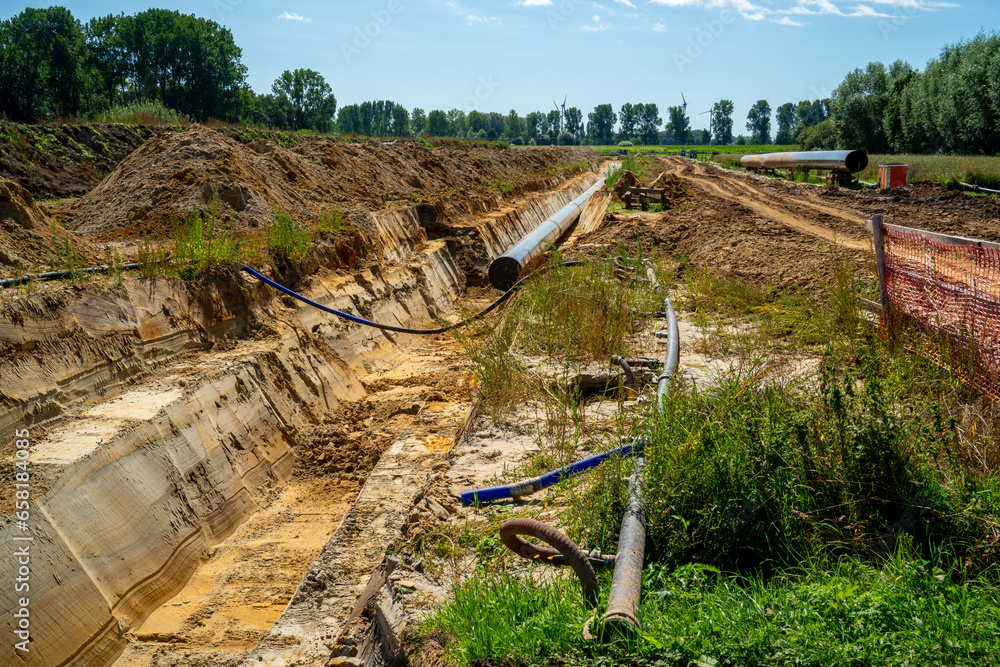 Ground works to place a water pipe Stock Photo | Adobe Stock