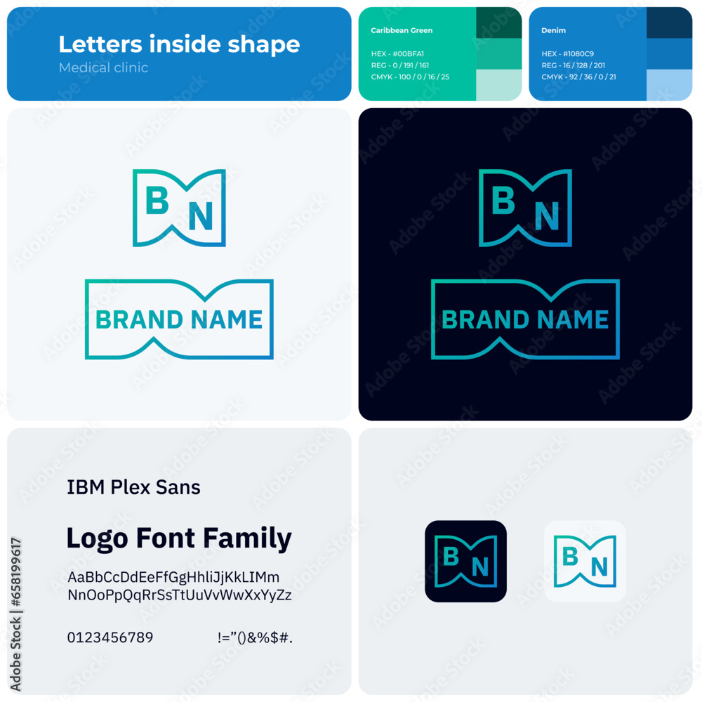 2D medical clinic logo with brand name. Brand name icon. Visual ...