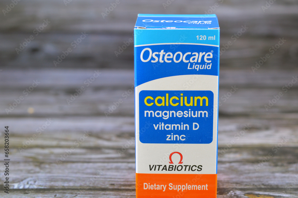 Cairo, Egypt, October 1 2023: Osteocare liquid syrup, Cacalium ...