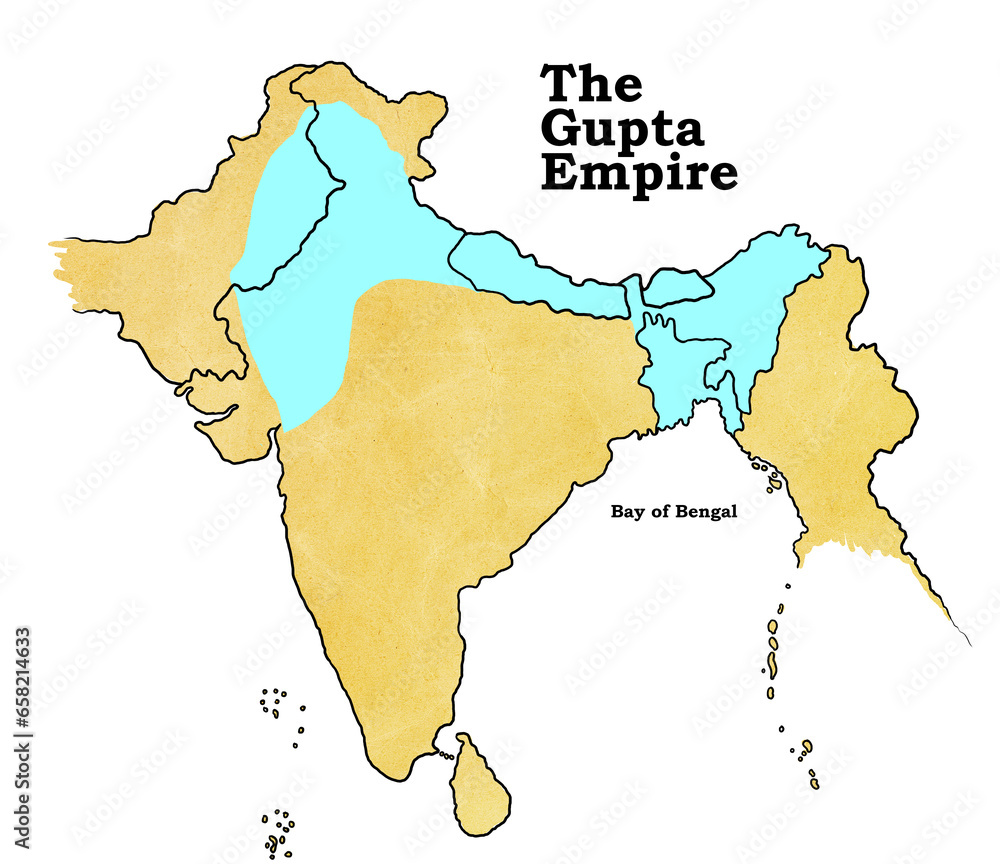 Old Indian Gupta Empire map. Old historical map. digital art Stock ...