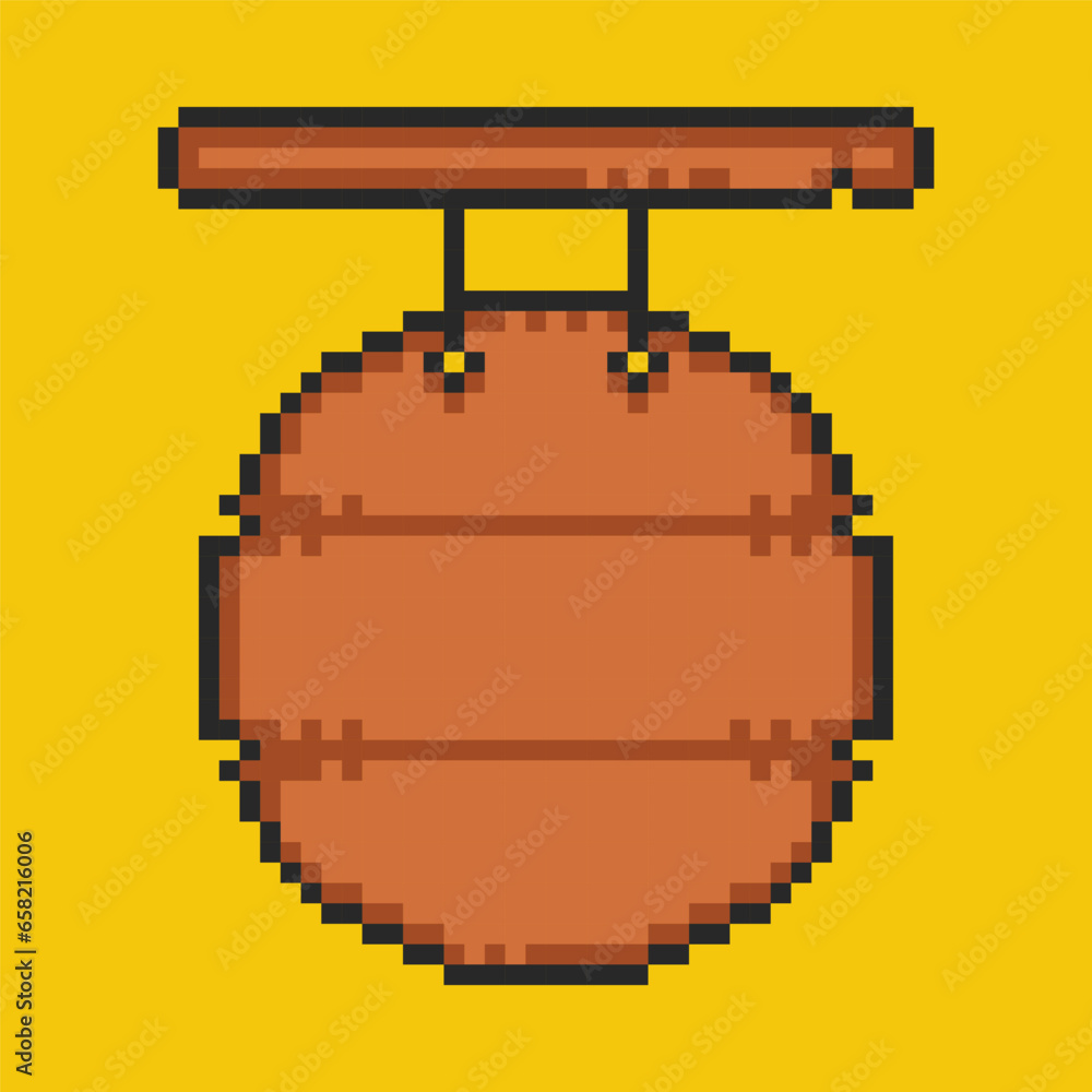 Pixel wooden roadside sign, old village, 8 bit timber roadside pointer ...