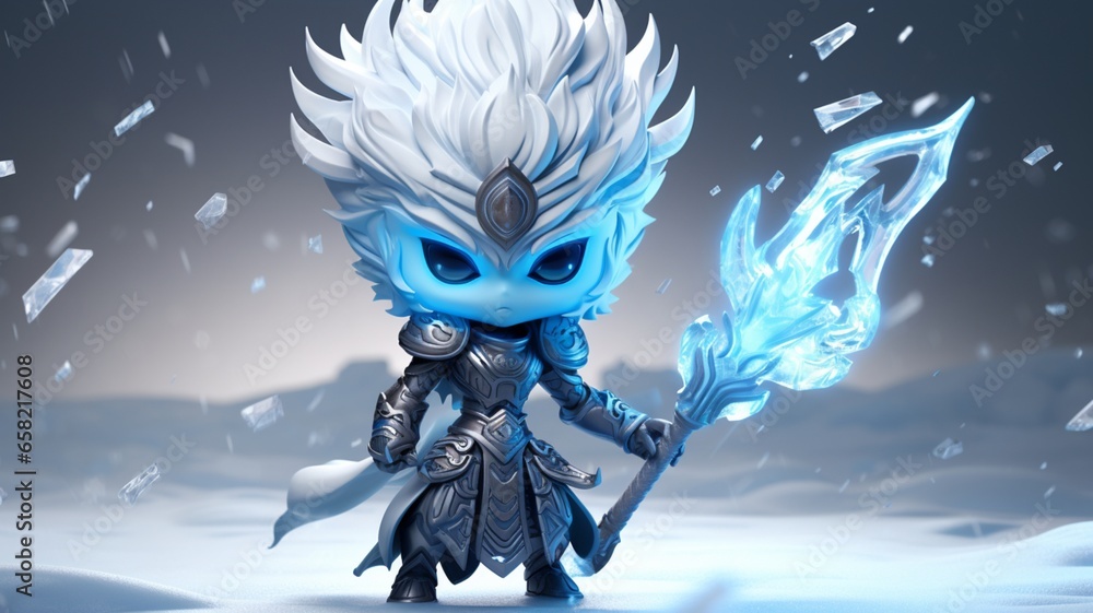 Chibi full body angry man Ice mage dressed in Ice arms Ai generated art ...