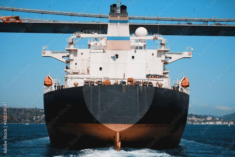 Stern View of The Commercial Ship Engaged in International Trade and ...