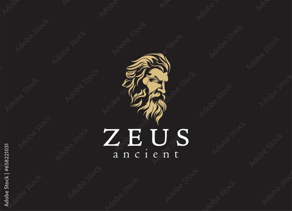 Ancient greek zeus logo design. Vintage zeus logo vector Stock Vector ...