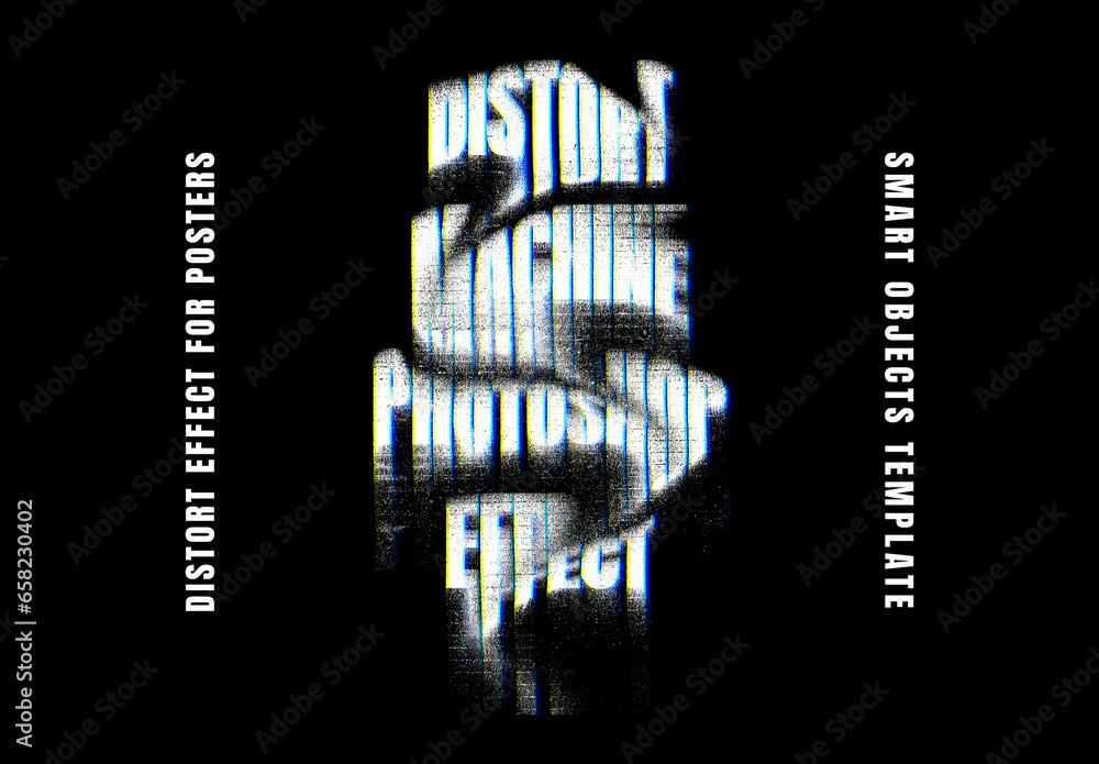 Distortion Poster Text Effect Mockup Stock Template | Adobe Stock