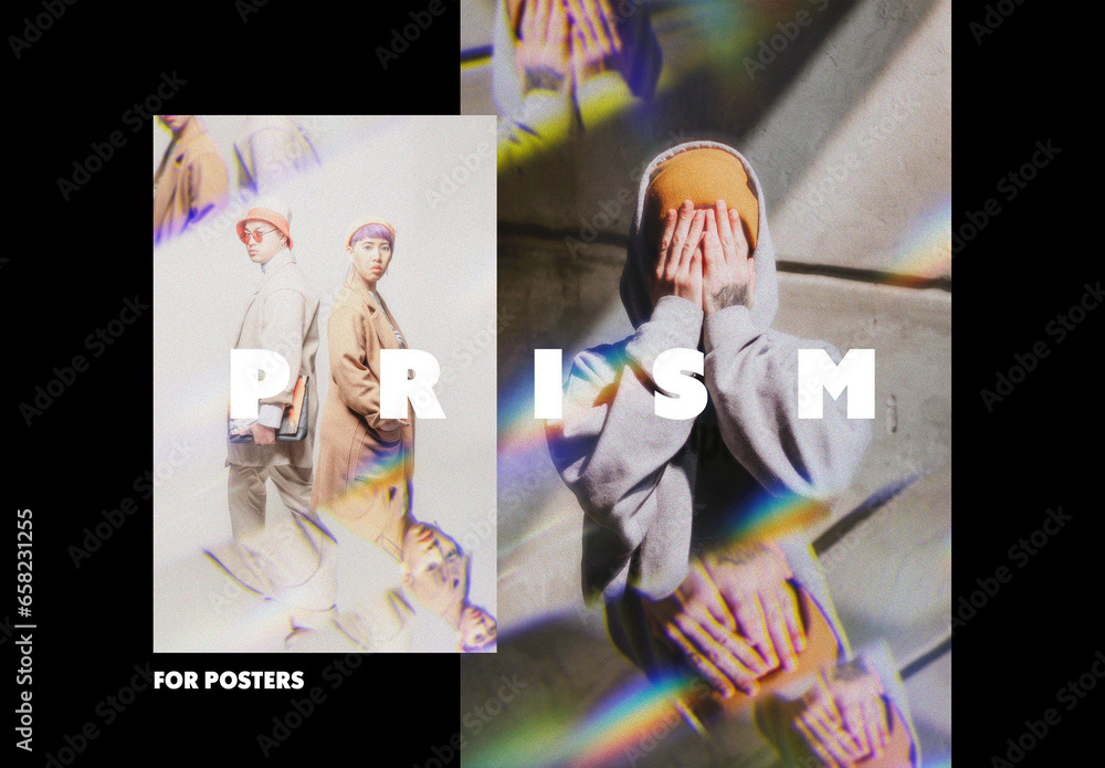 Prismatic Distortion Poster Photo Effect Mockup Stock Template | Adobe ...