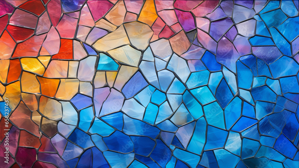 Beautifully colored stained glass made of translucent polygons Stock ...