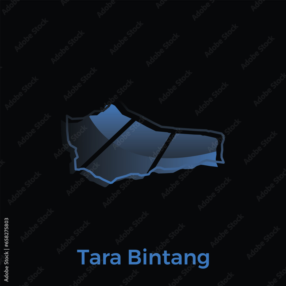 High detailed vector map of Tara Bintang City modern outline, Logo ...