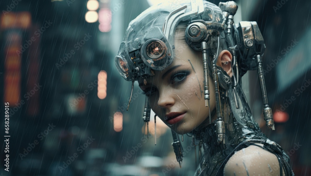 humanoid android stands tall, showcasing the future of AI and AGI. Side ...