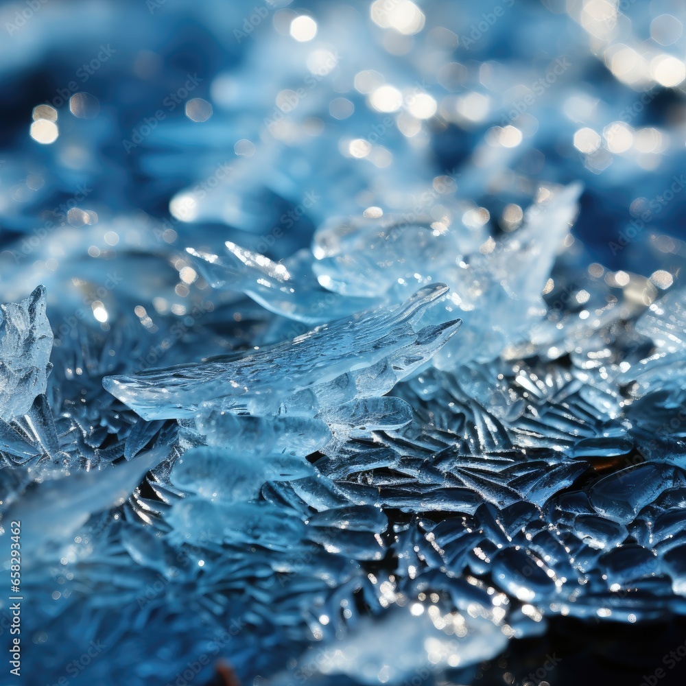 Broken ice macro 3D wallpaper background. Blue ice texture, winter ...