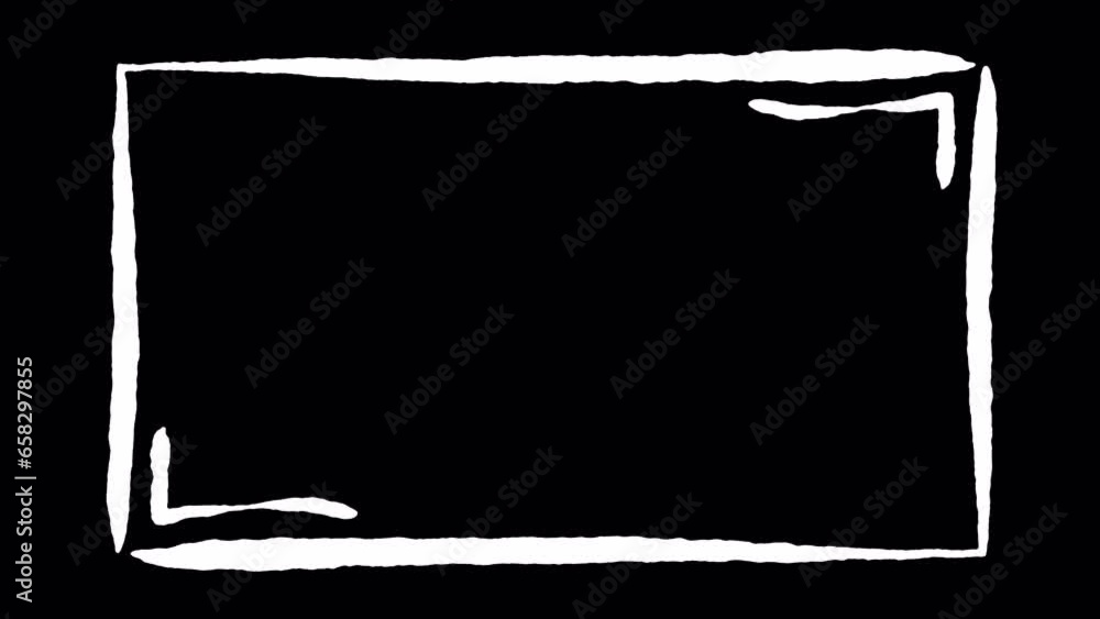 Handwriting loop broken rectangle frame shaking on a 4K transparent ...