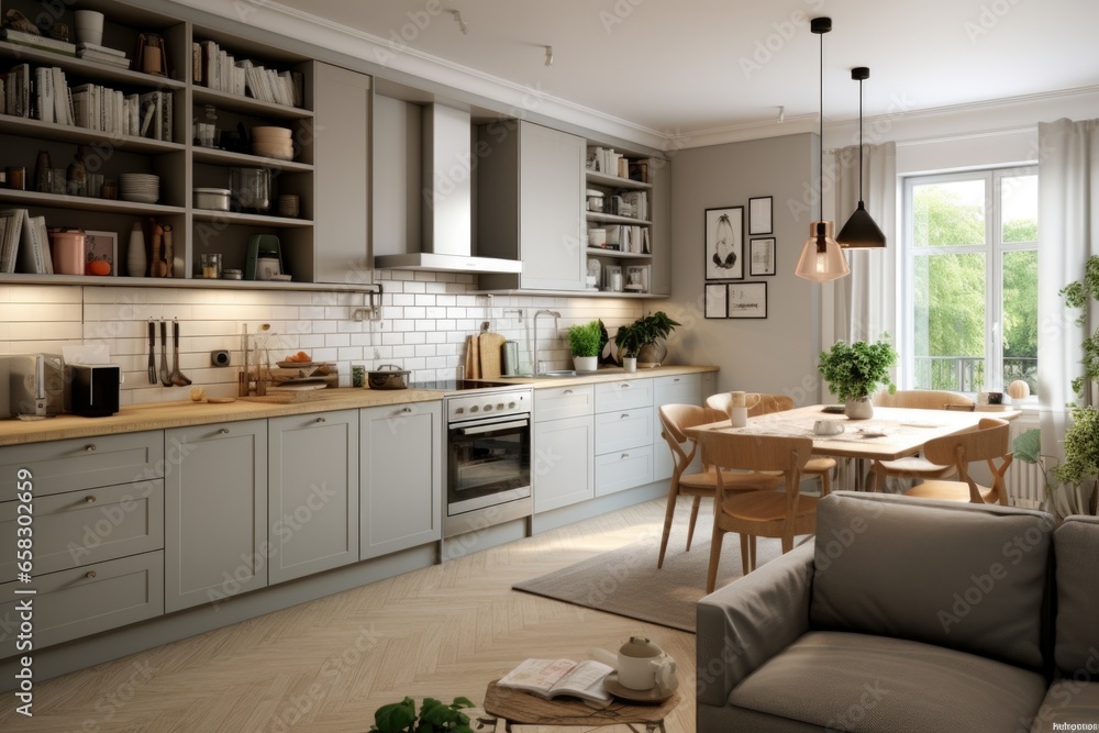 Foto de Japandi style apartment room interior design and decoration ...