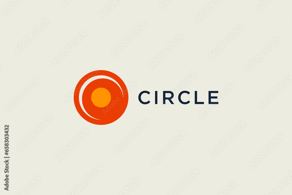 Circle Logo with Eyeball isolated on White Background. Flat Vector Logo ...