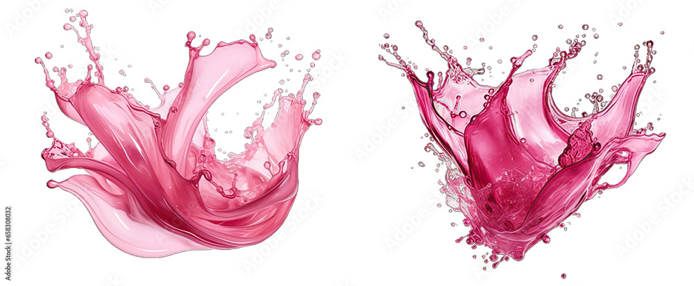 syrup pink splash with droplets and bauble, isolated on a transparent ...