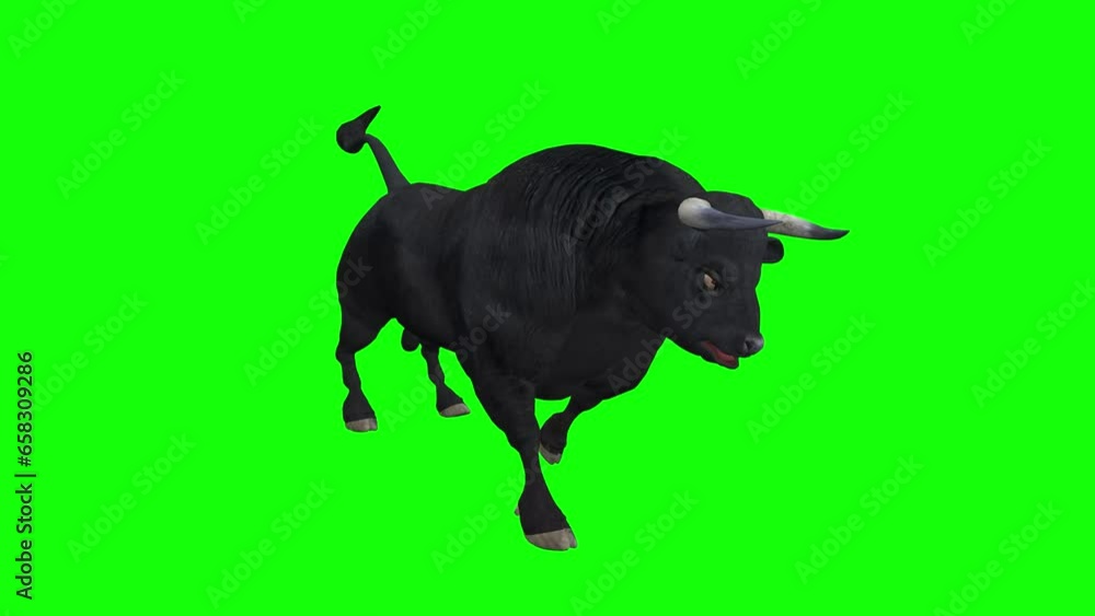 Black Bull - Running Loop - Realistic 3D animation with alpha channel ...