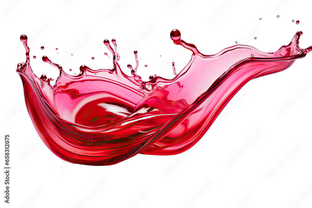 syrup red splash with droplets and bauble, isolated on a transparent ...