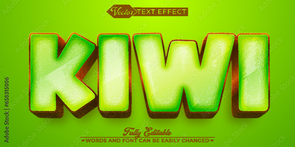 Cartoon Fruit Kiwi Vector Editable Text Effect Template Stock Vector ...