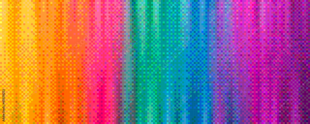 Colorful mosaic pixel art texture. Pixelated rainbow vertical gradient ...