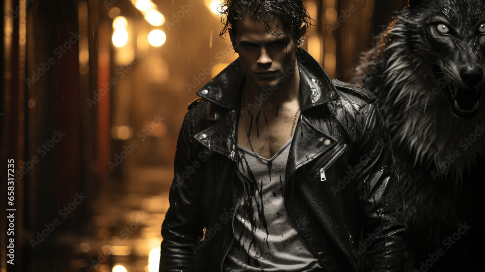 Classic Werewolf Male Model Photography - Behind Wolf, Set in Graffiti ...