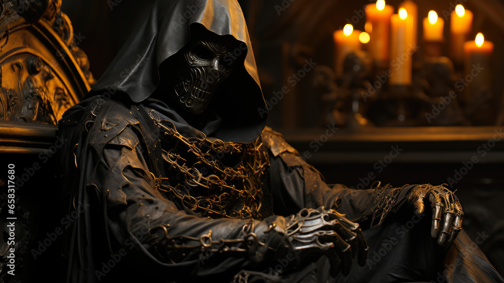 Suave Grim Reaper Male Model Photography - Bejeweled Scythe in Ancient ...