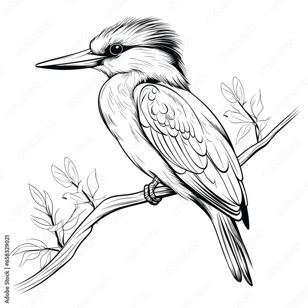 Hand Drawn Sketch Kingfisher Bird Illustration Stock Vector | Adobe Stock