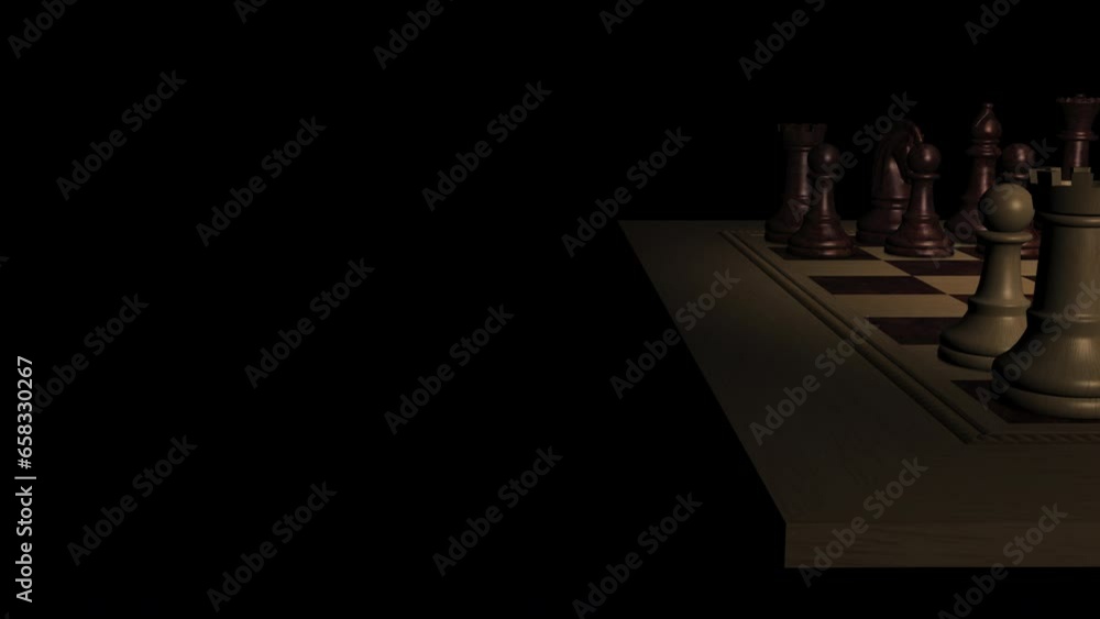 Chess Game Board Set - White vs Black - Closeup Pan - Realistic 3D ...