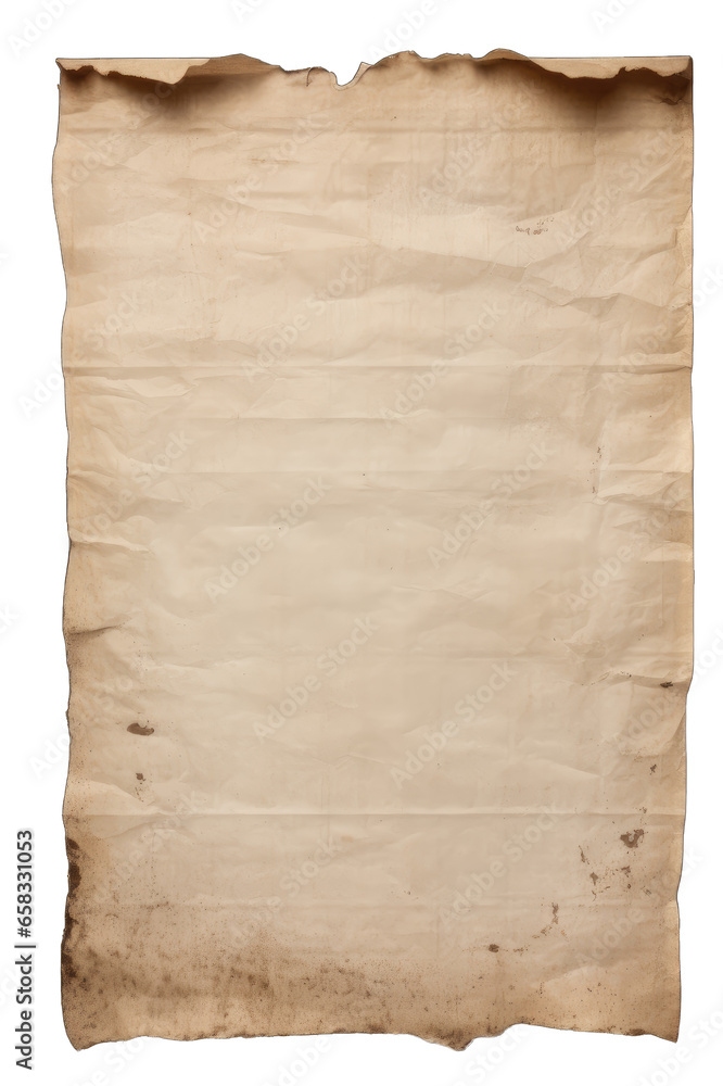 Old paper sheet isolated on transparent and white background. Png ...