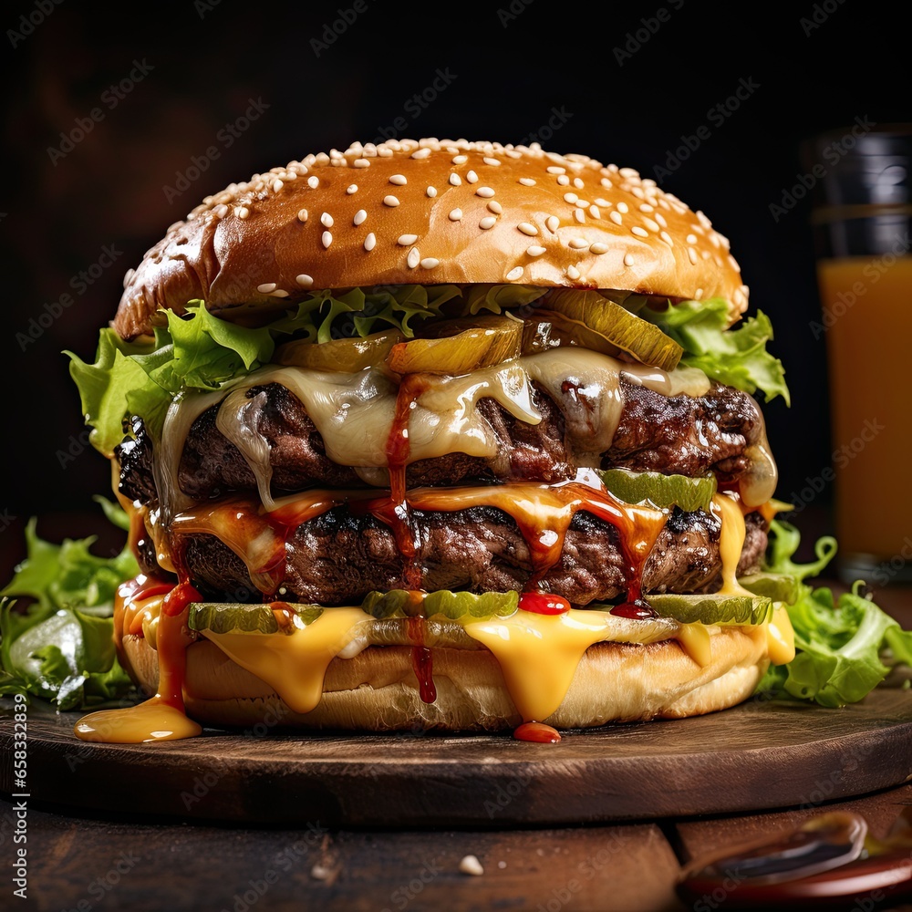 Celebrate the allure of an American meat burger, with layers of juicy ...